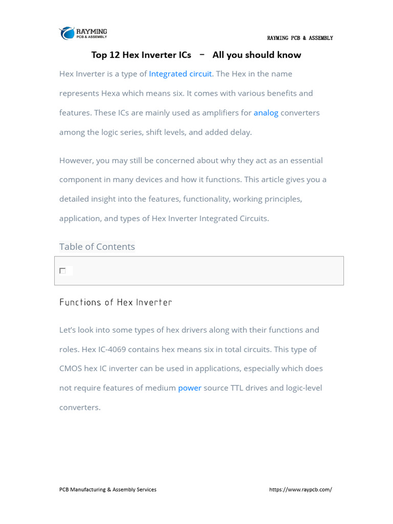 Top 12 Hex Inverter ICs - All You Should Know | PDF | Electronic ...