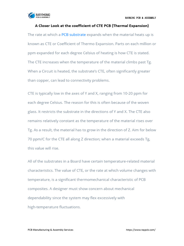 A Closer Look at The Coefficient of CTE PCB (Thermal Expansion) | PDF ...