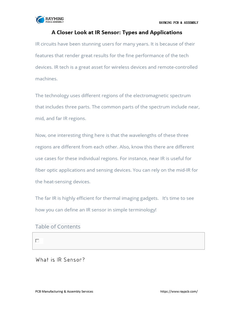 IR Sensor Types and Their Applications | PDF | Infrared | Light ...