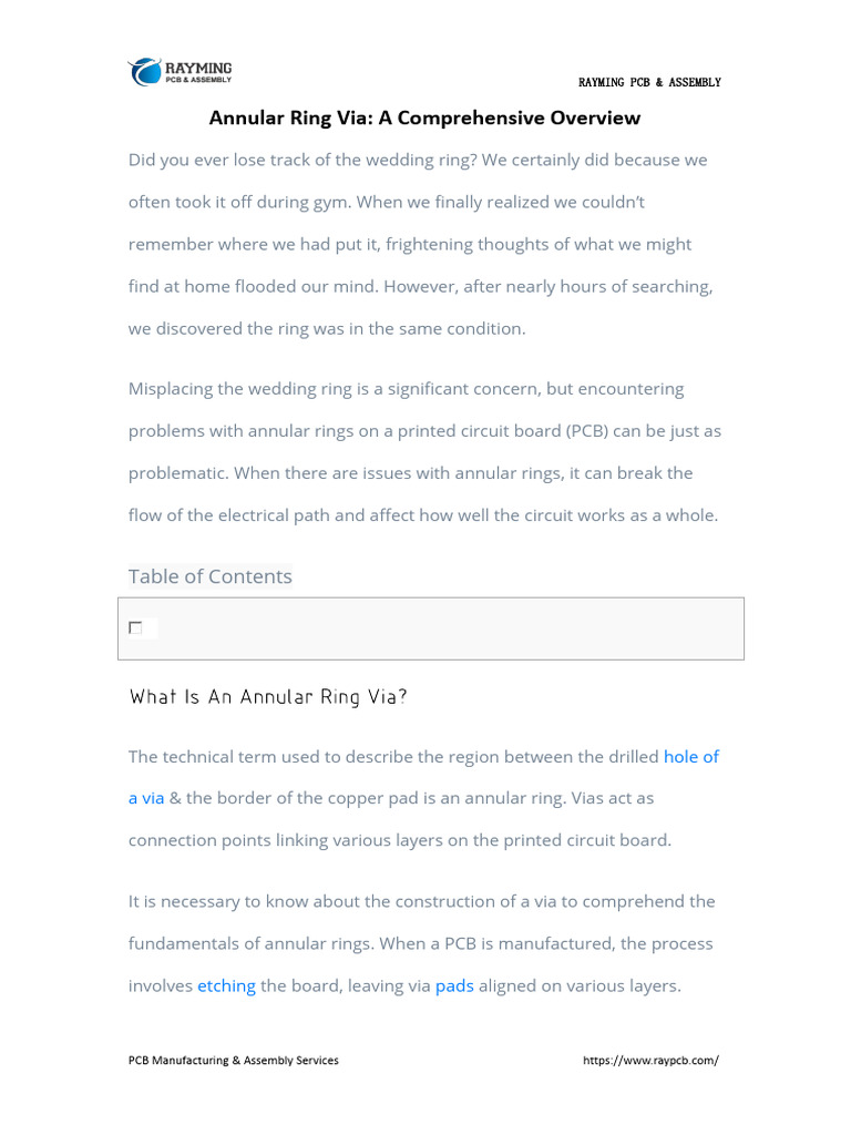 Annular Ring via a Comprehensive Overview | PDF | Printed Circuit Board ...