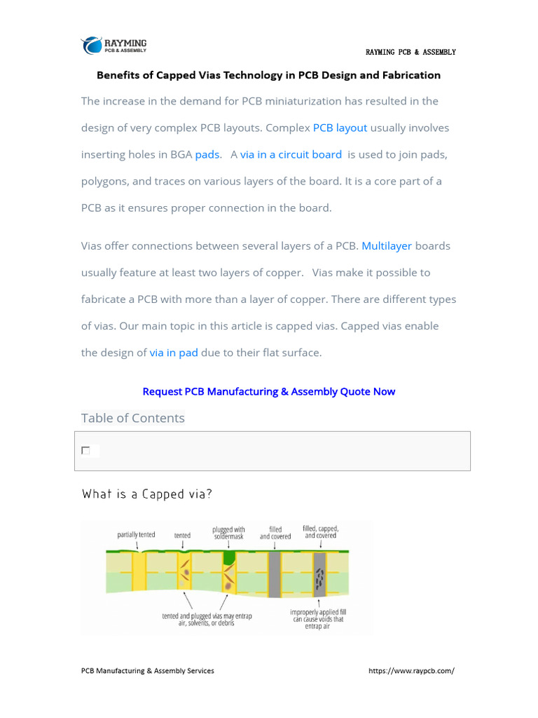 Benefits of Capped Vias Technology in PCB Design and Fabrication | PDF ...