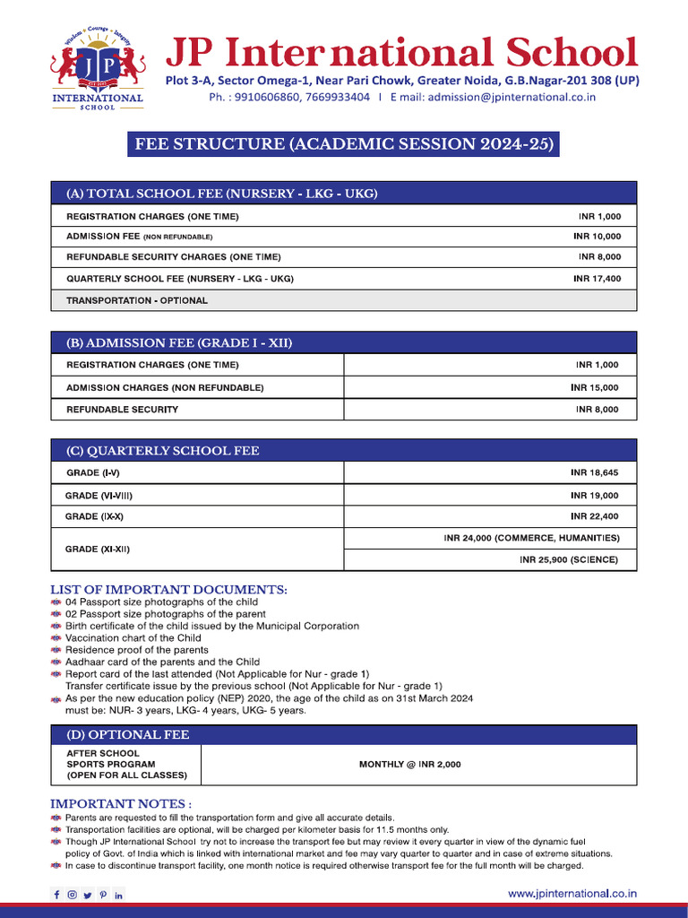 JPIS Fee Structure | PDF