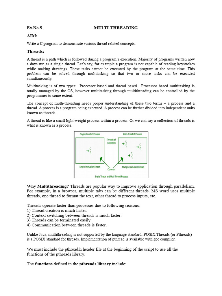 Ex No5 Threads Questions Pdf Thread Computing Parameter Computer Programming 5632