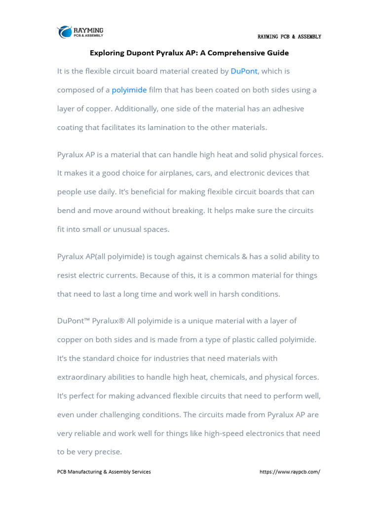 Exploring Dupont Pyralux AP A Comprehensive Guide | PDF