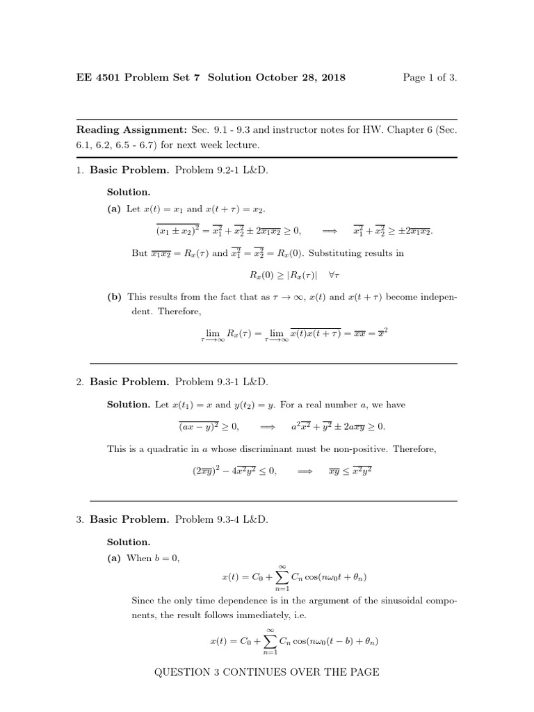 Ee4501f18 HW 7 | PDF | Mathematics | Mathematical Objects
