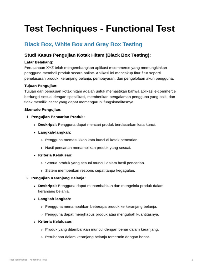 Test Techniques - Functional Test | PDF