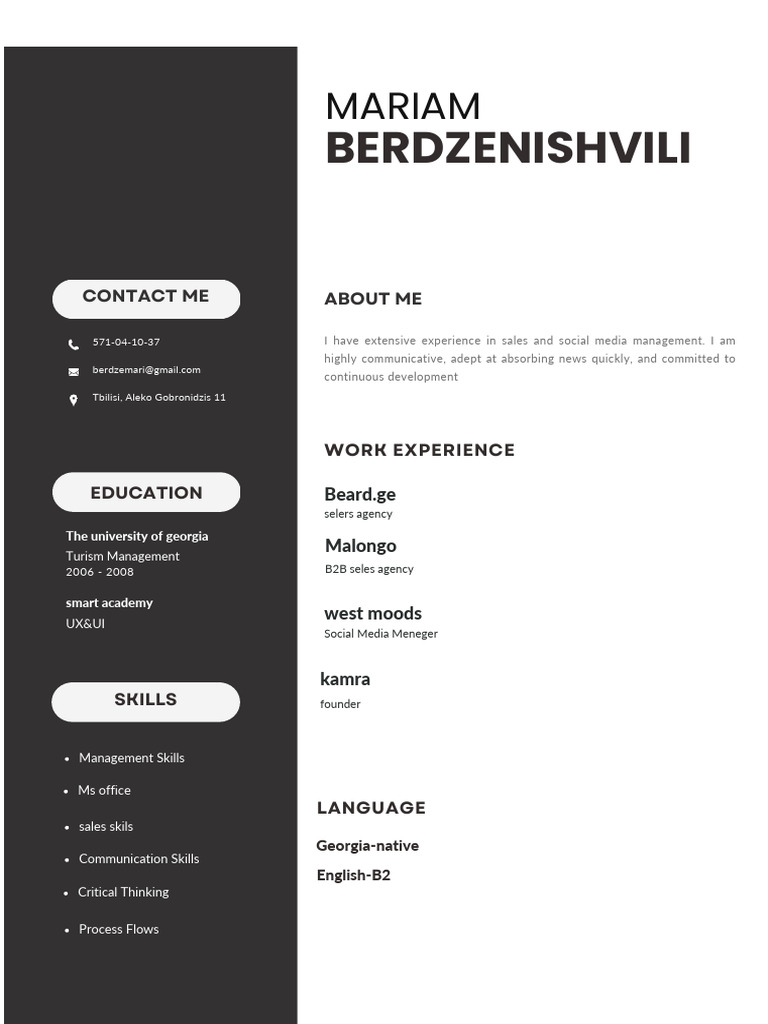 Mariam Berdzenishvili-CV | PDF
