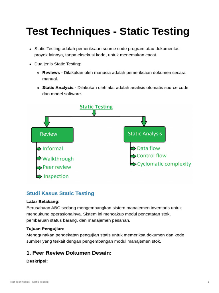 Test Techniques - Static Testing | PDF