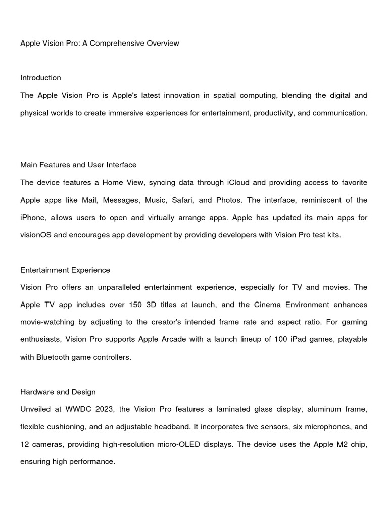 Apple Vision Pro-Product Document-Dataset | PDF | Apple Inc. | Mobile ...