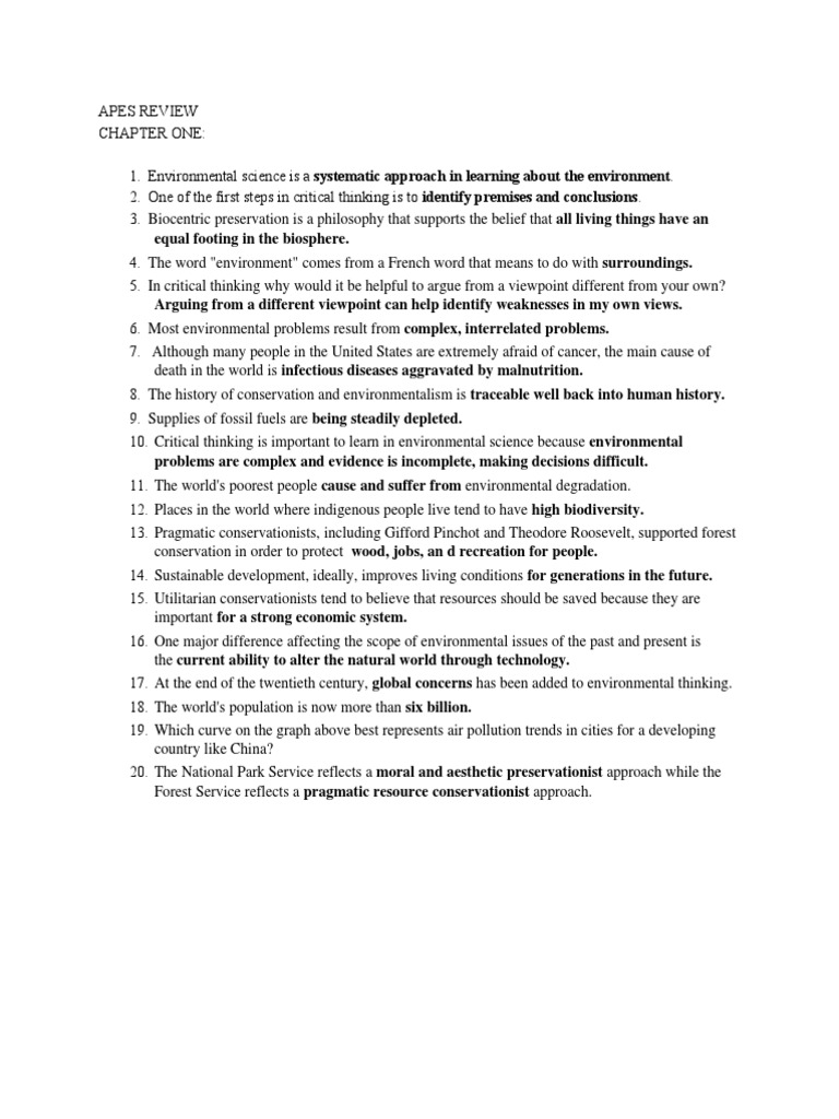 APES Review Packet Ch. 1 | PDF | Conservation Movement | Environmentalism