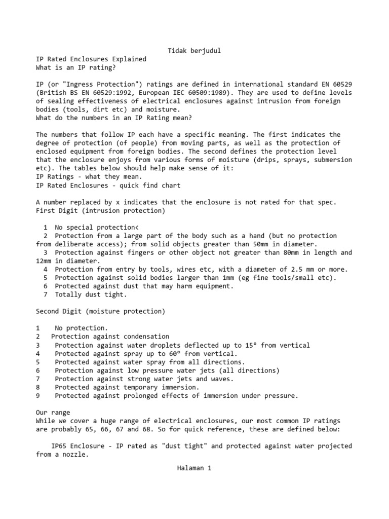 Ip Enclosure Pdf Electrical Engineering Electricity