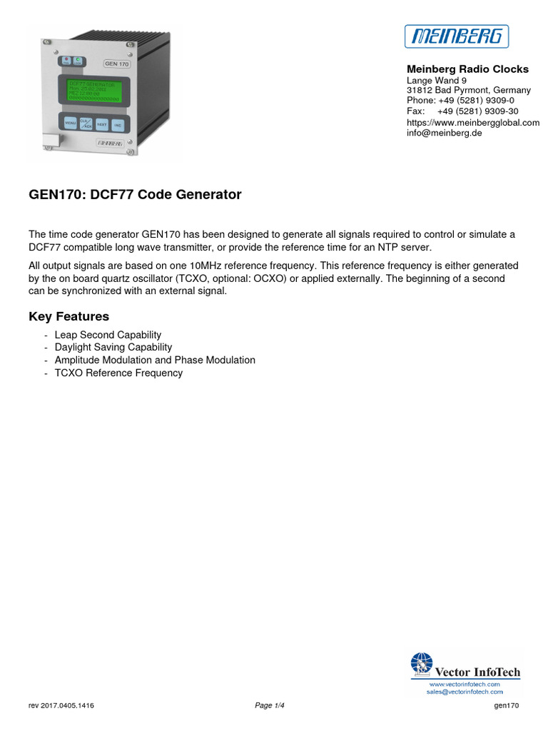 Product95672 Meinberg GEN170-DCF77 | PDF | Modulation | Electrical ...