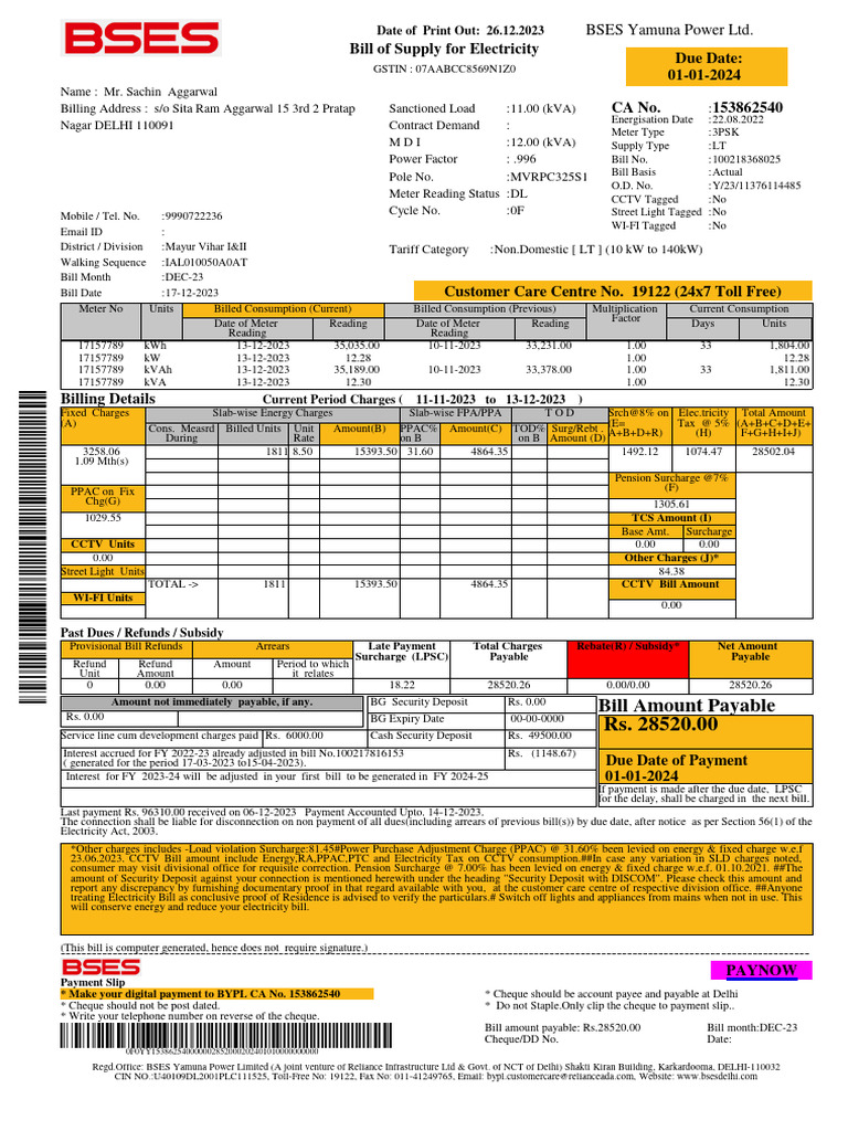 Electric Bill Third Space | PDF | Cheque | Payments