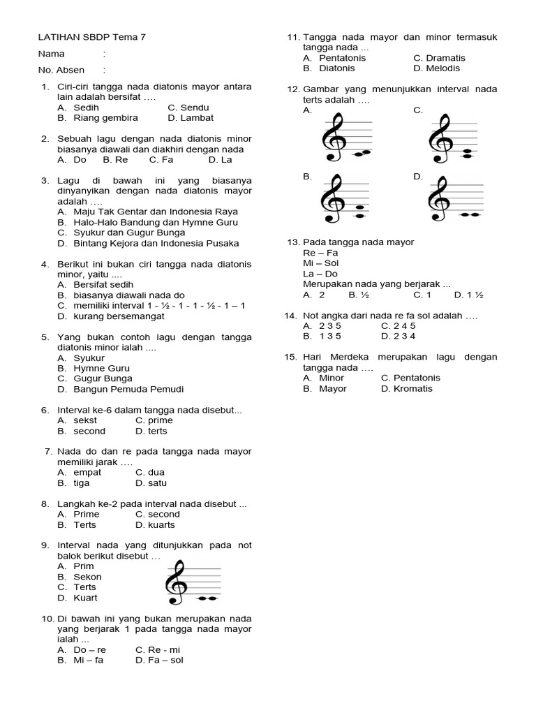 Latihan SBDP Tema 7 | PDF | Seni & Disiplin Bahasa | Seni