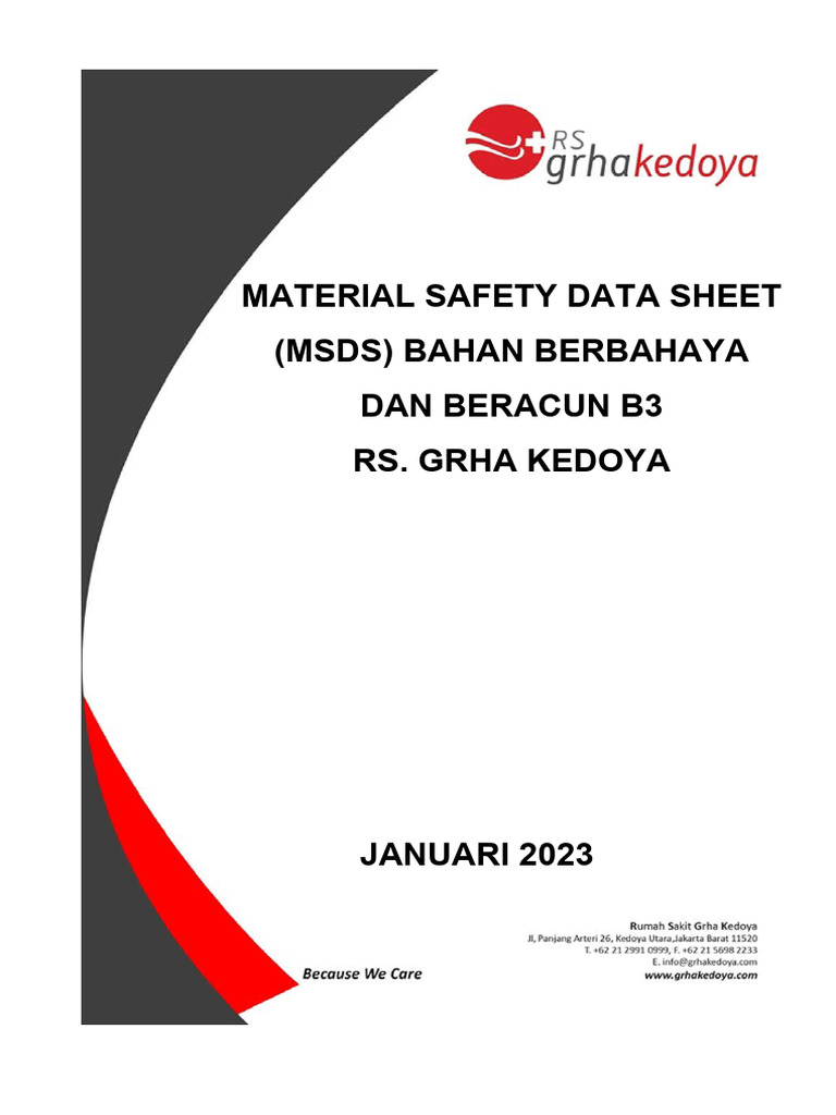 MSDS Bahan Berbahaya RS Grha Kedoja | PDF