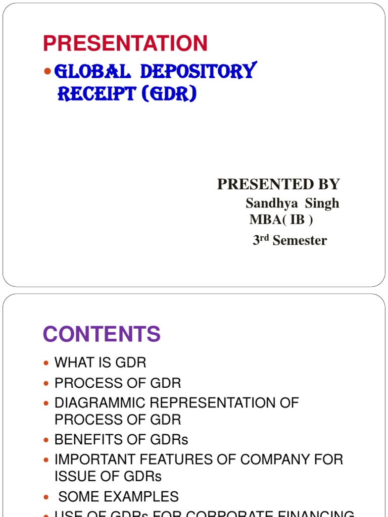 GDR Presentation | PDF | American Depositary Receipt | Stocks