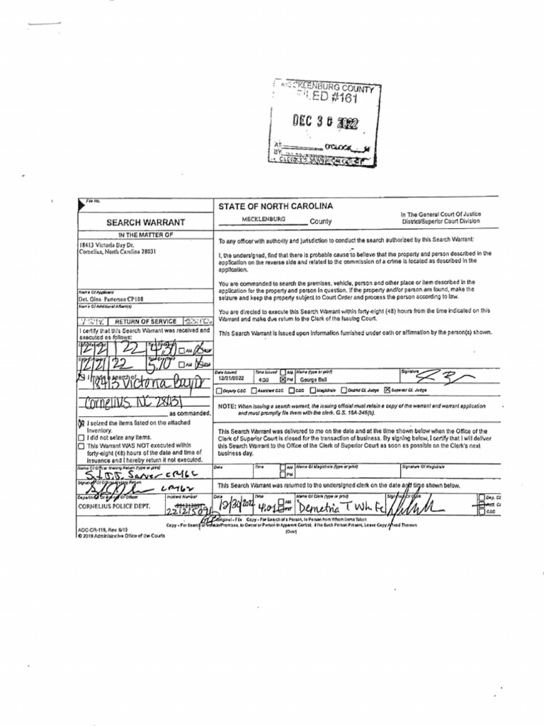 2022 12 21 - Search Warrant - Property Evidence To Be Seized - Diana ...