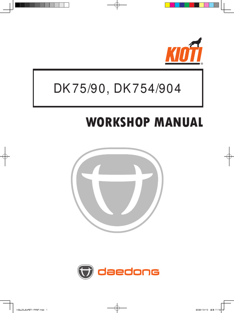 Kioti Daedong DK75, DK90, DK754, DK904 Tractors Service Manual | PDF ...