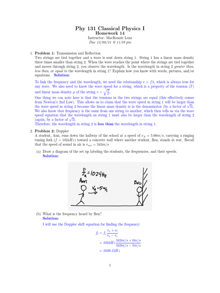 PHY 131 hw14 | PDF | Waves | Heat