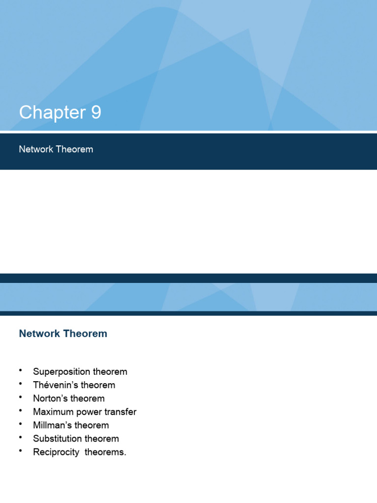 Chapter 9 - Network Theorem | PDF | Electrical Network | Electrical Circuits