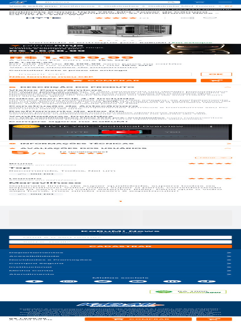 Gabinete ATX Mid-Tower Câmara Dupla Y60 KaBuM! | PDF