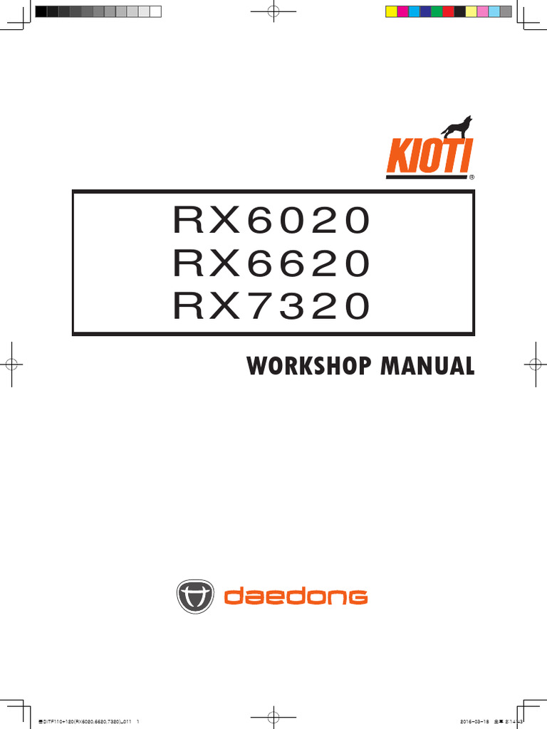 Kioti Daedong RX6020, RX6620, RX7320 Tractors Service Manual 05-2016 ...