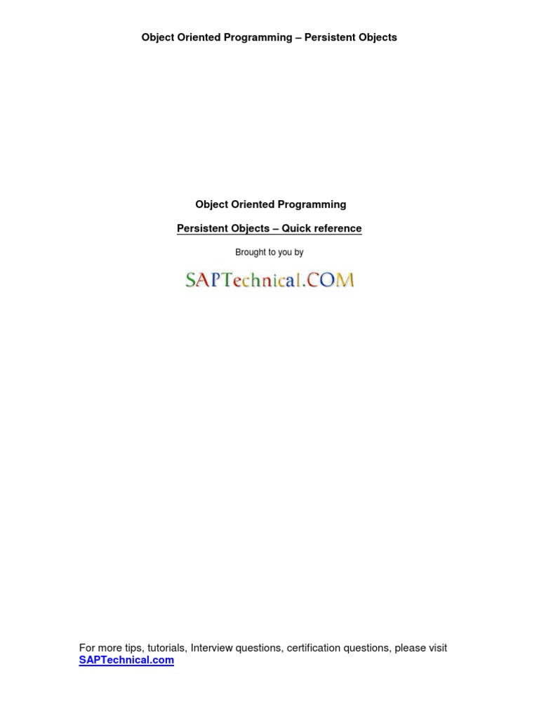 Persistent Objects - A Quick Reference | PDF