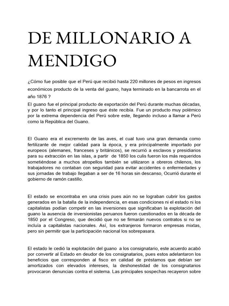 El Guano | PDF | Perú | Economias