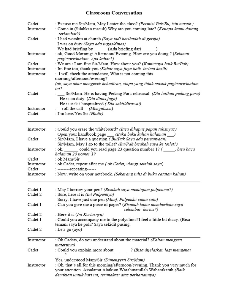 Classroom Conversation | PDF