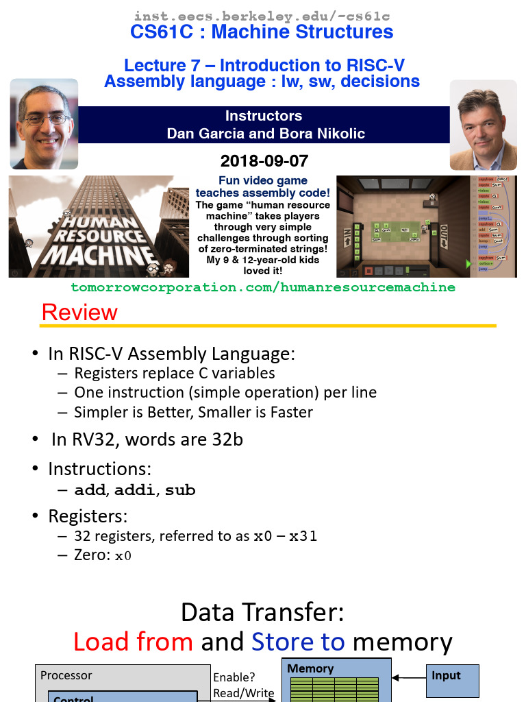 2018fa CS61C L07 DG BN RV Lwswdecisions | PDF | Office Equipment | Central Processing Unit