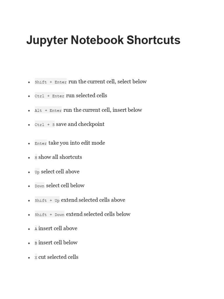 Jupyter Notebook Shortcuts Pdf