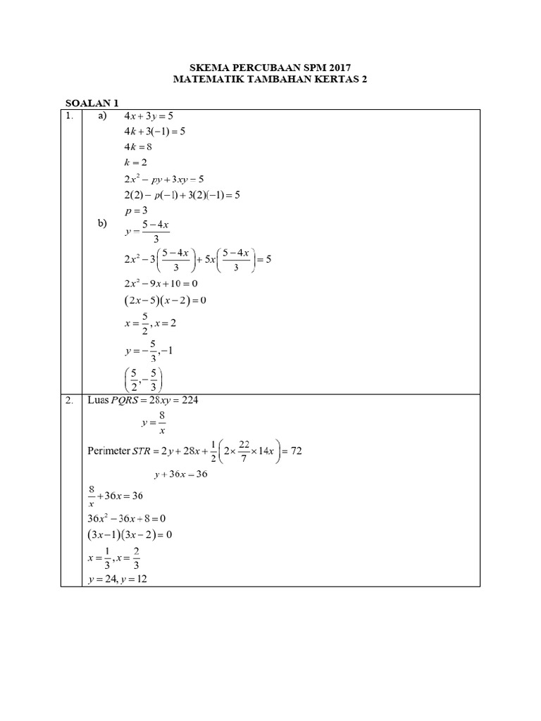 (Skema) (Cikgujep - Com) Johor Add Maths P2 2017 | PDF