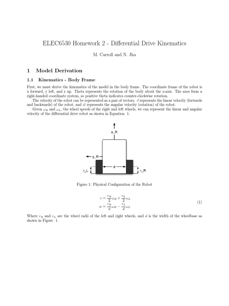Differential Drive Kinematics Pdf Kinematics Velocity