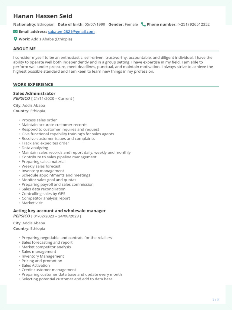 CV Hanan Seid A | PDF | Sales | Social Media