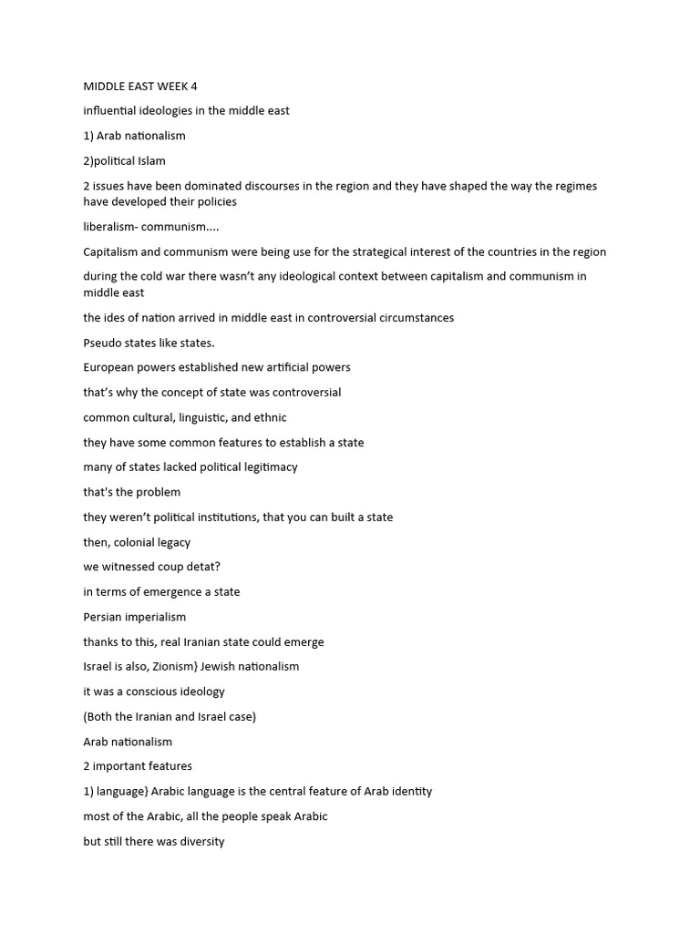 Key Ideologies Shaping the Middle East | PDF | Ba'ath Party | Arab ...