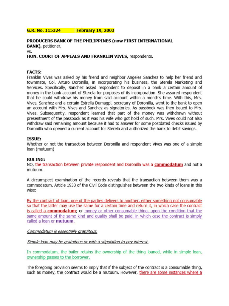 1 Producers Bank Vs CA | PDF | Loans | Banks