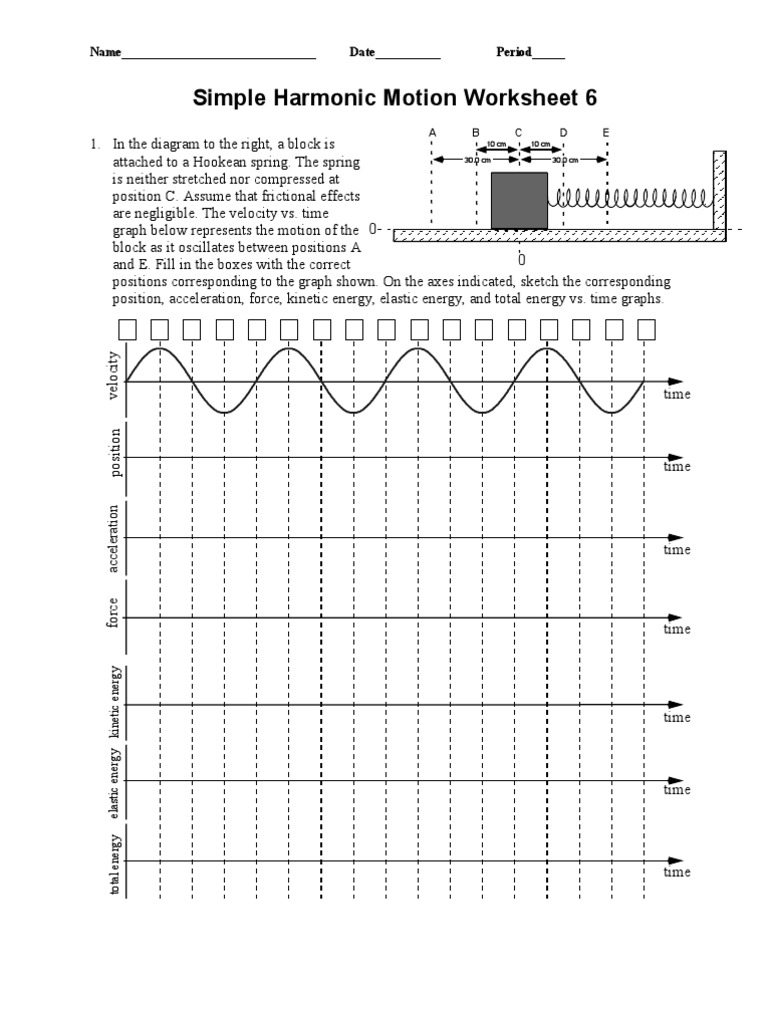 Simple Harmonic Motion Worksheet 6: Name Date Period | PDF