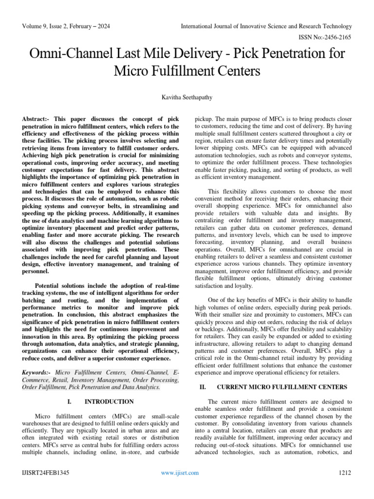 Omni-Channel Last Mile Delivery - Pick Penetration For Micro ...