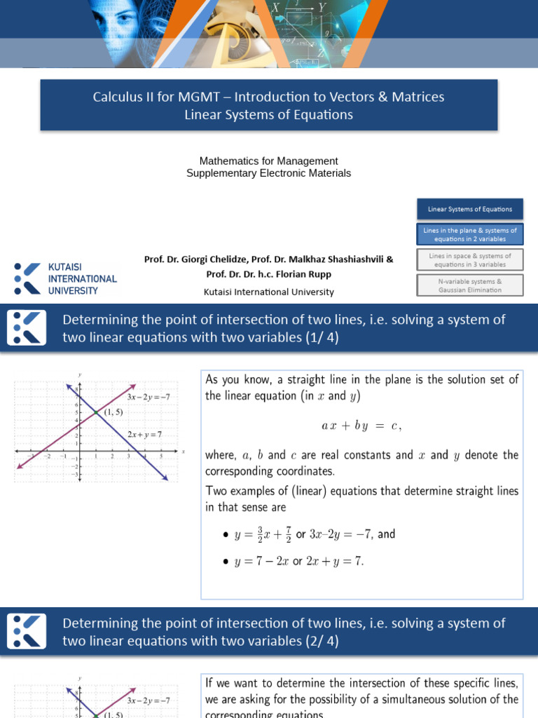 Calculus II: Vectors & Linear Systems | PDF | System Of Linear ...