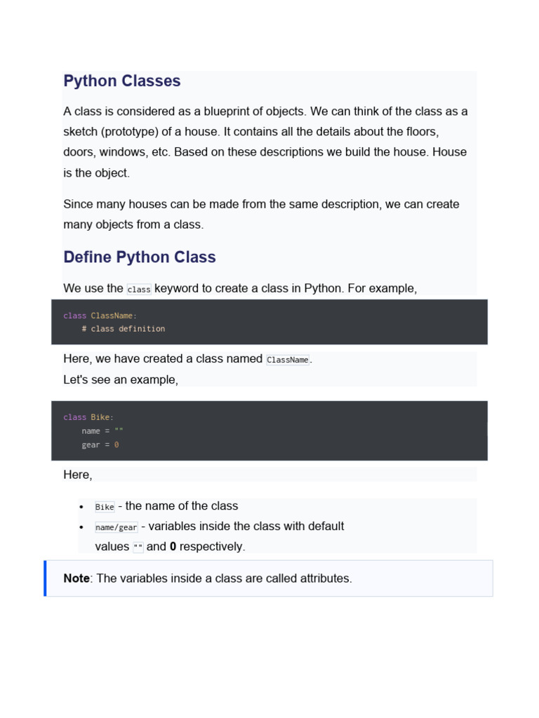 Python Classes: Class | Download Free PDF | Inheritance (Object Oriented Programming) | Class ...