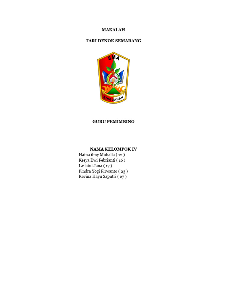Pengertian dan Nilai Tari Denok Semarang | PDF | Seni & Disiplin Bahasa ...