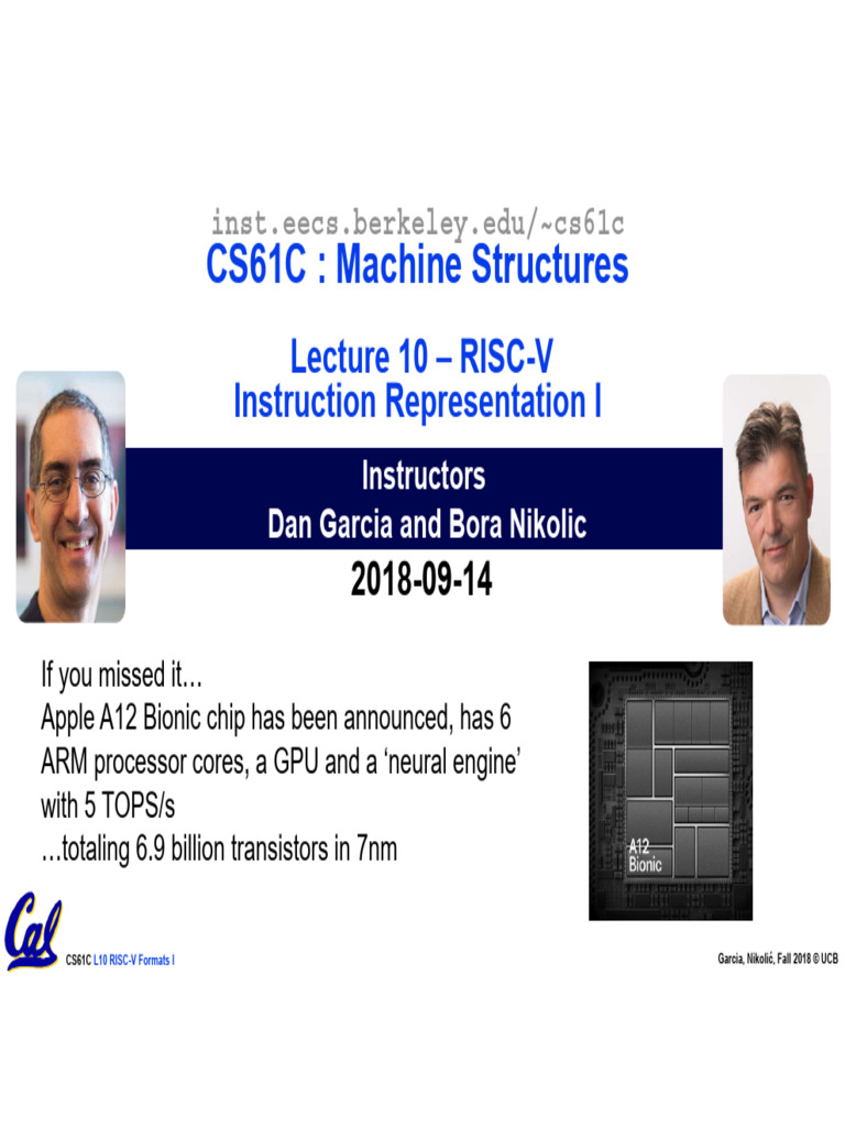 2018fa CS61C L10 BN Formats | PDF | Computer Hardware | Integrated Circuit
