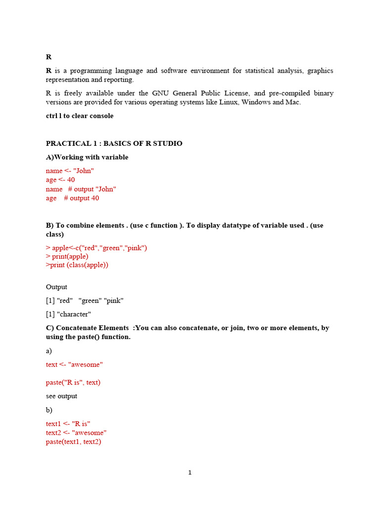 R Studio Practicals-1 | Download Free PDF | Coefficient Of ...