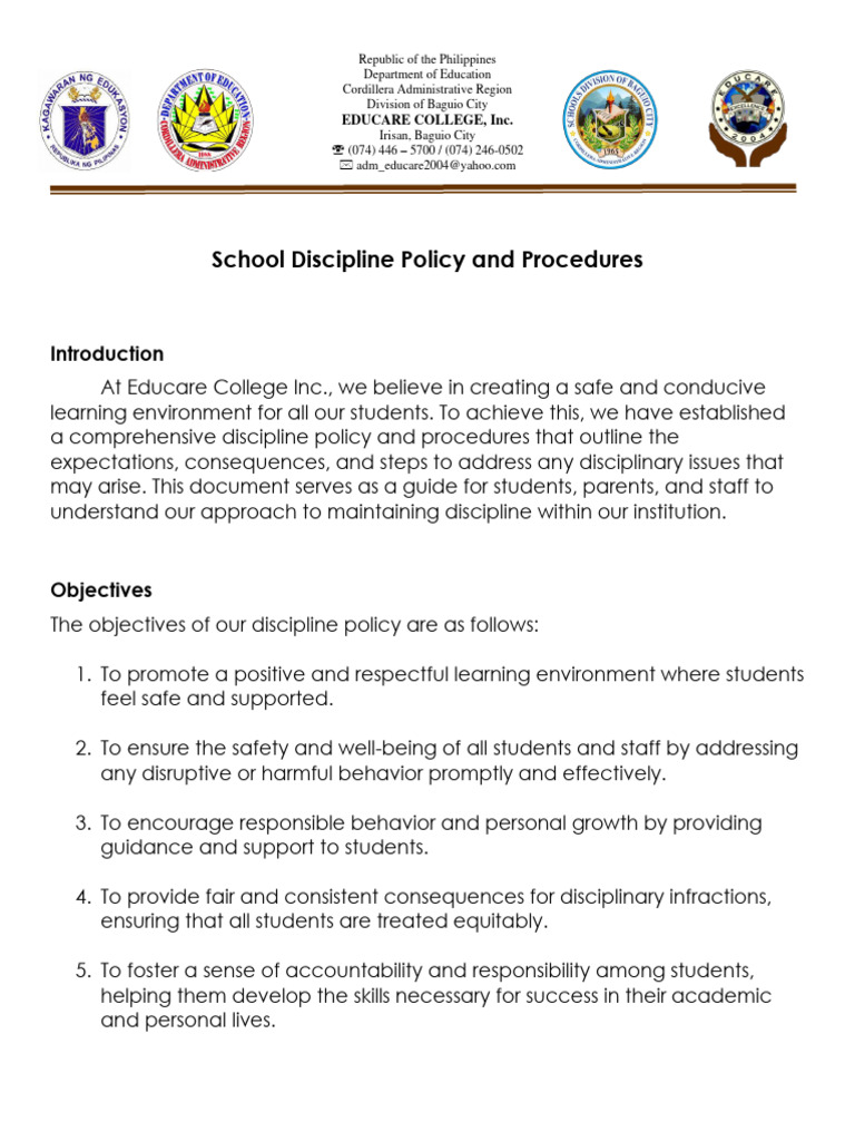 School Discipline Policy and Procedure | PDF | Academic Dishonesty ...