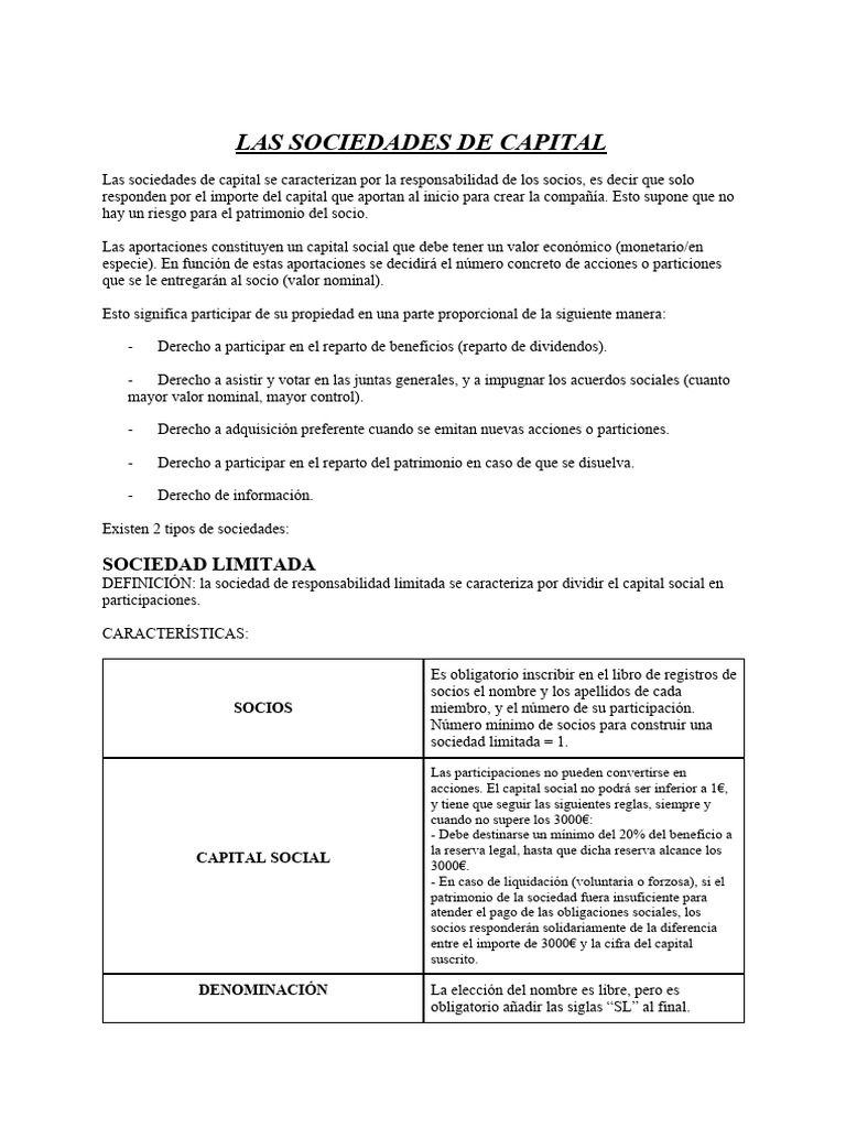 Presentación Sociedades de Capital | PDF | Compartir (Finanzas) | Capital (economía)