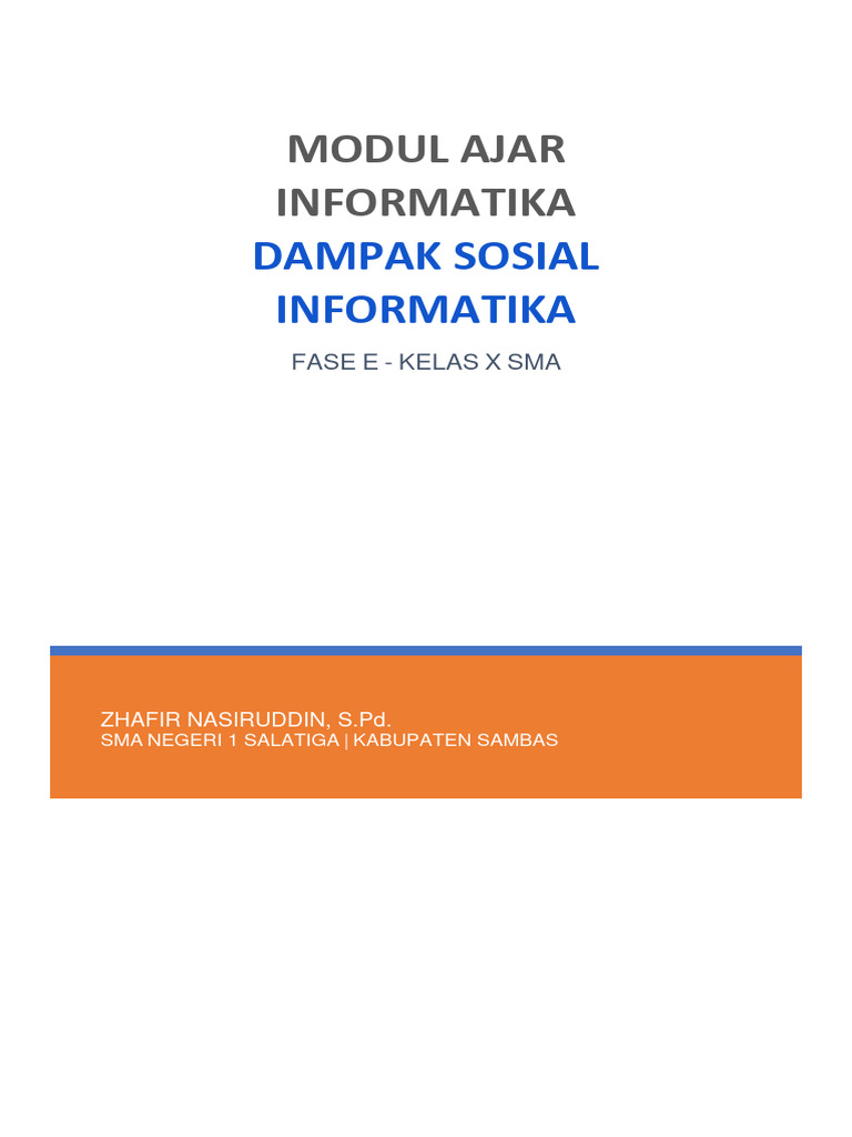 Modul Ajar Informatika 4 - Dampak Sosial Informatika | PDF