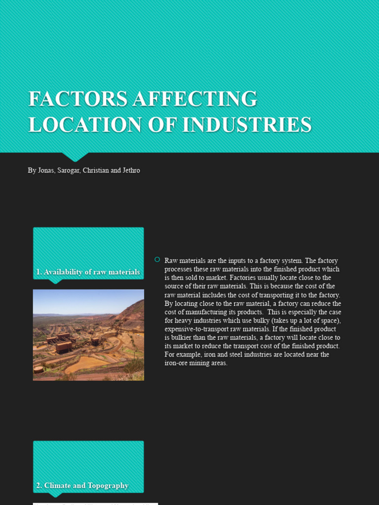 Factors Affecting Location of Industries | PDF | Factory | Economies