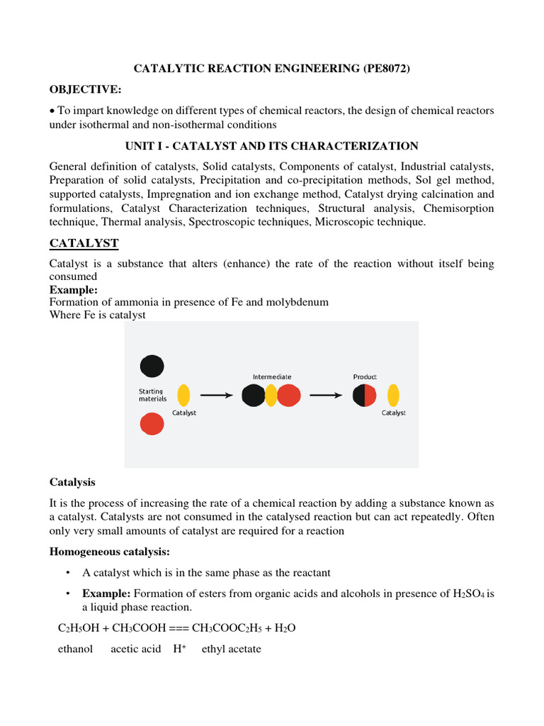 Cre 2 Unit 1 Pdf Catalysis Precipitation Chemistry