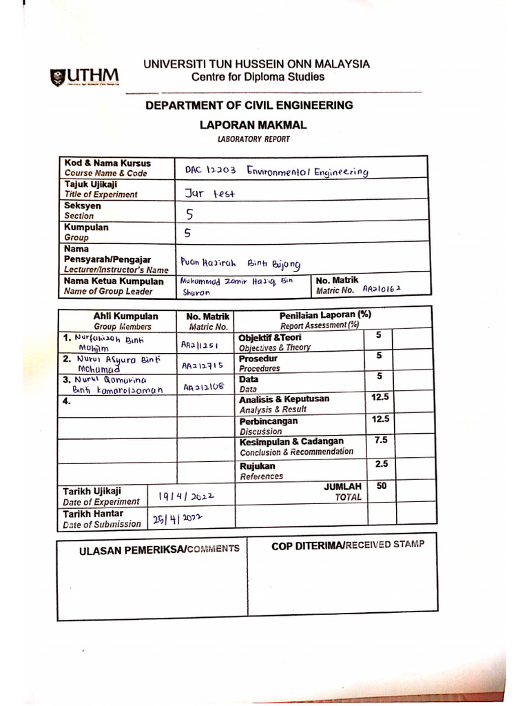 Lab Report Jar Test | PDF