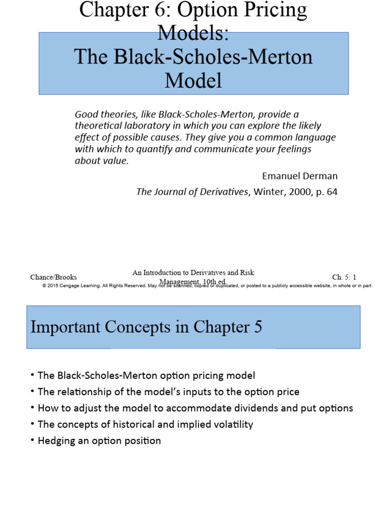 Chapter6 Option Pricing Models The Black-Scholes-Merton Model | PDF ...